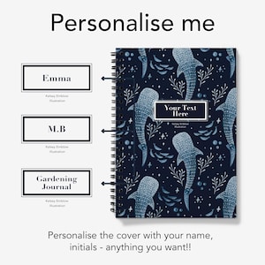 Personalised A5 Notebook, Whale Shark Journal, Lined or Graph Pages ...
