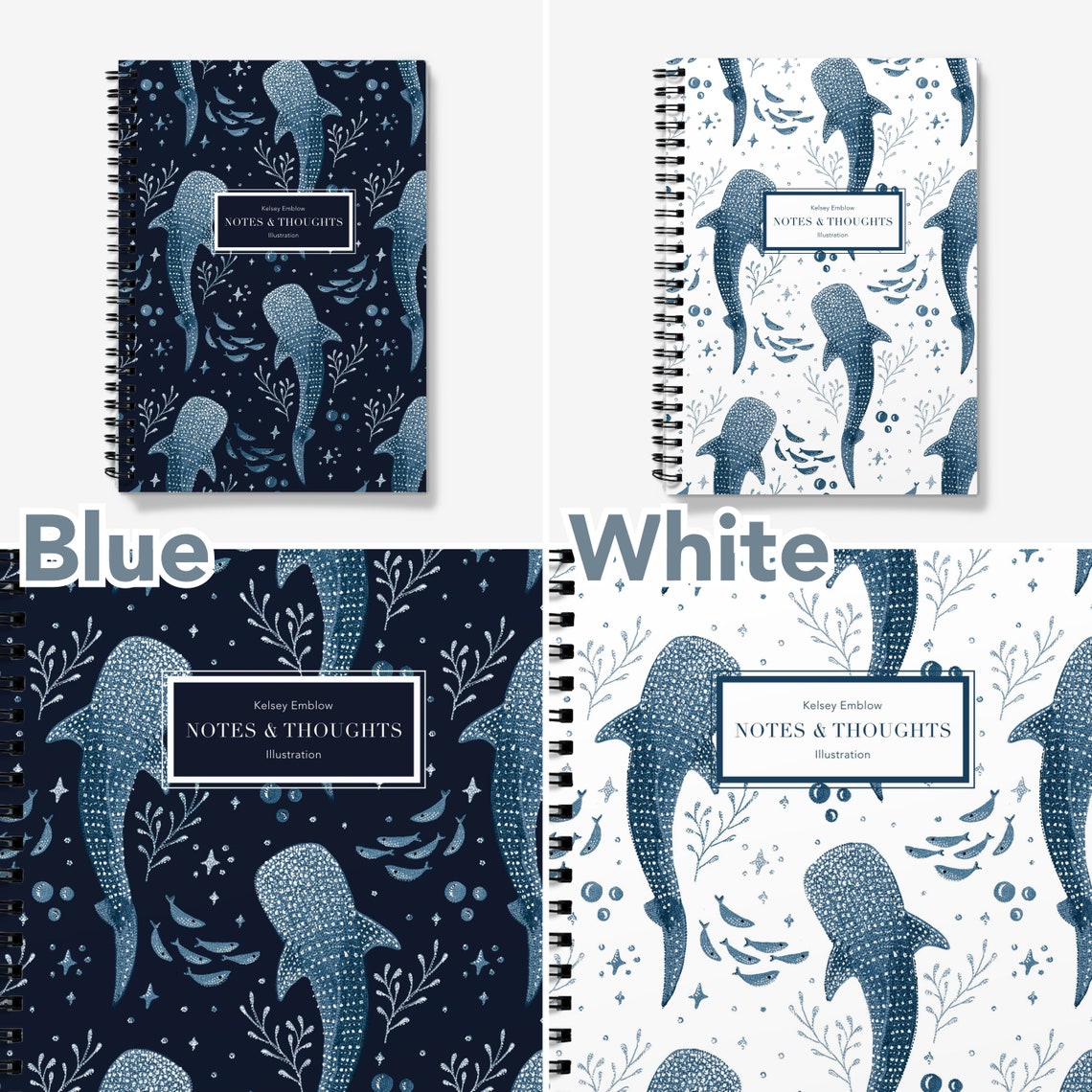 Personalised A5 Notebook, Whale Shark Journal, Lined Pages, Sea Life ...