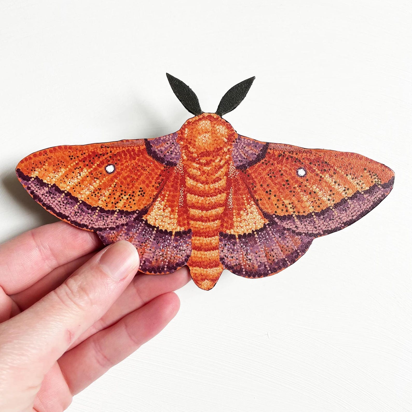 Spiny Oakworm Moth Leather Bookmark, Moth Wing, Insect Stationery ...