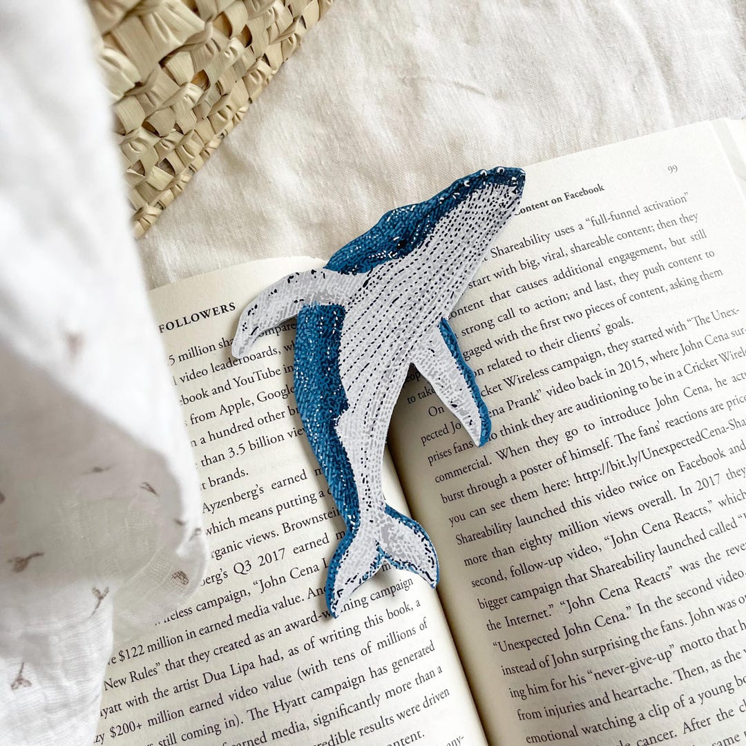 Humpback Whale Leather Bookmark Marine Life Stationery, Bookworm Gift ...