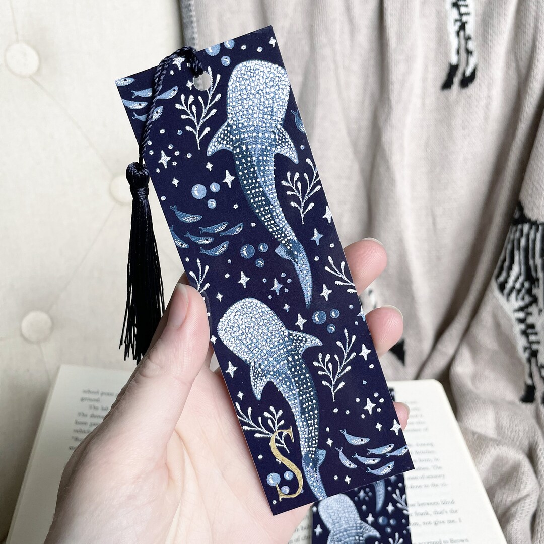 Personalised Whale Shark Bookmark, Foiled Initial, Marine Life ...