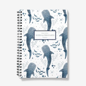 Personalised A5 Notebook, Whale Shark Journal, Lined or Graph Pages ...
