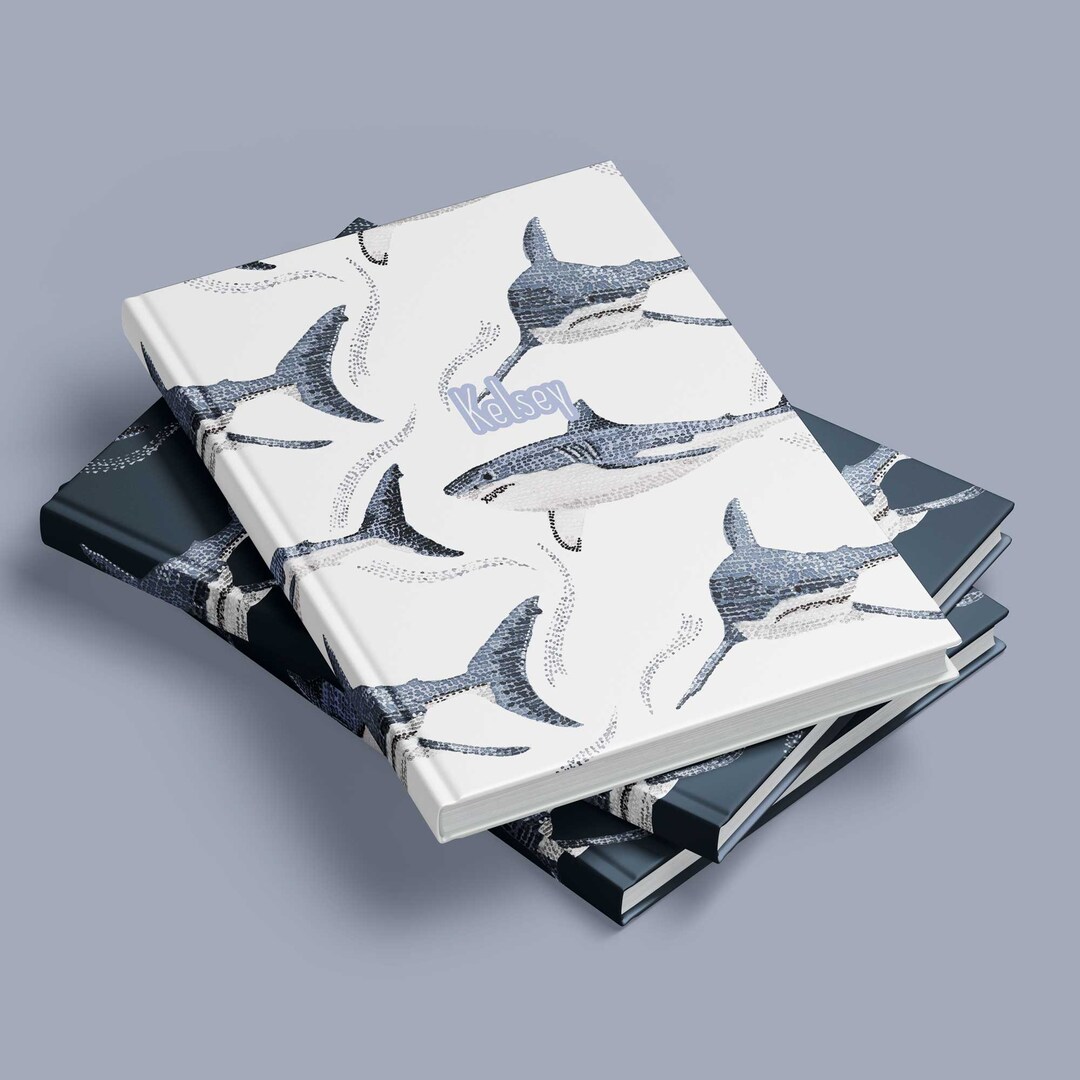 Great White Shark Journal Personalised, Lined, 5x7 Plain or Graph Pages ...