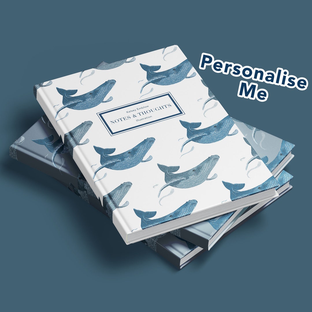 5x7 Whale Journal, Personalised Cover, Lined, Plain or Graph Pages ...