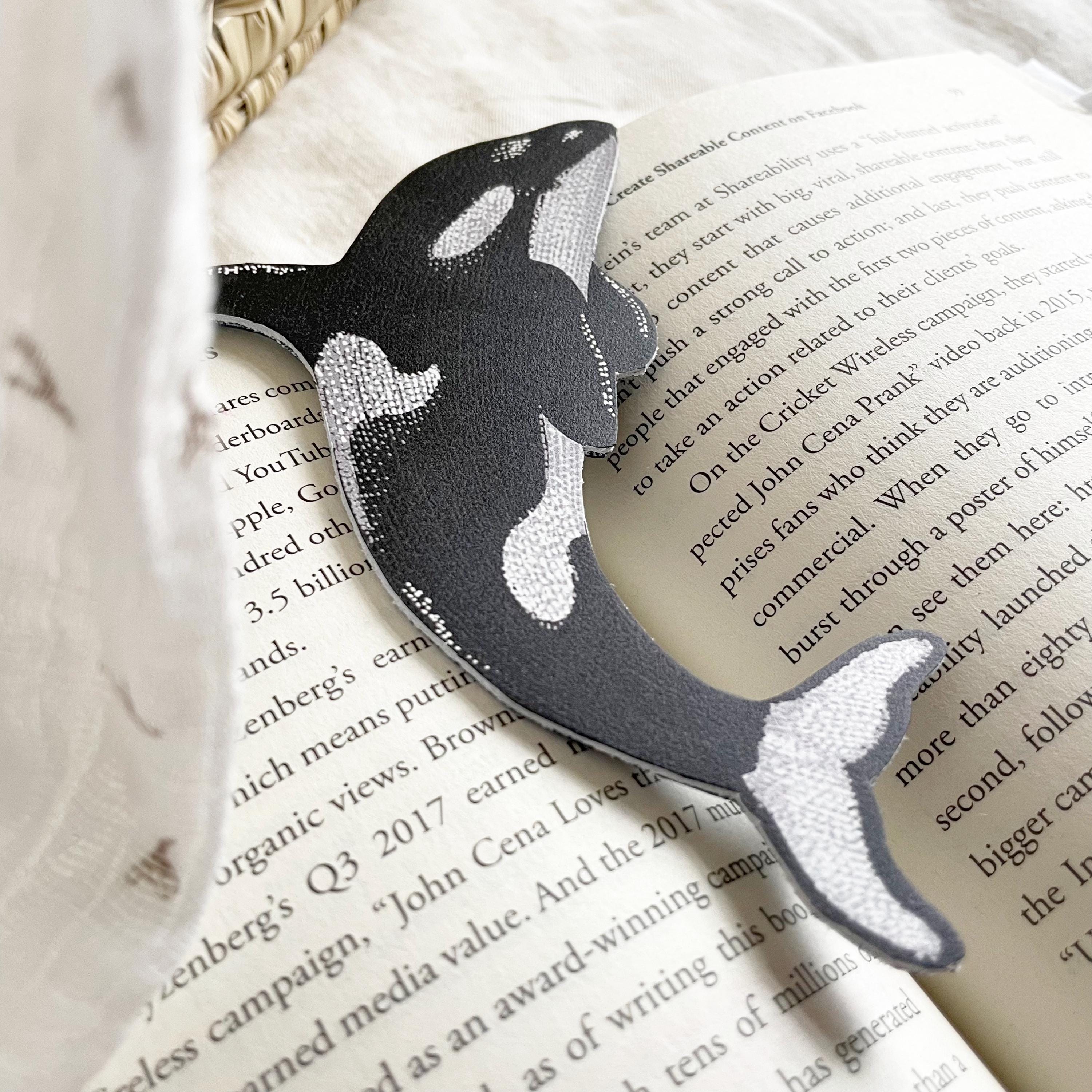 Orca Leather Bookmark, Marine Life Stationery, Bookworm Gift, Pretty ...