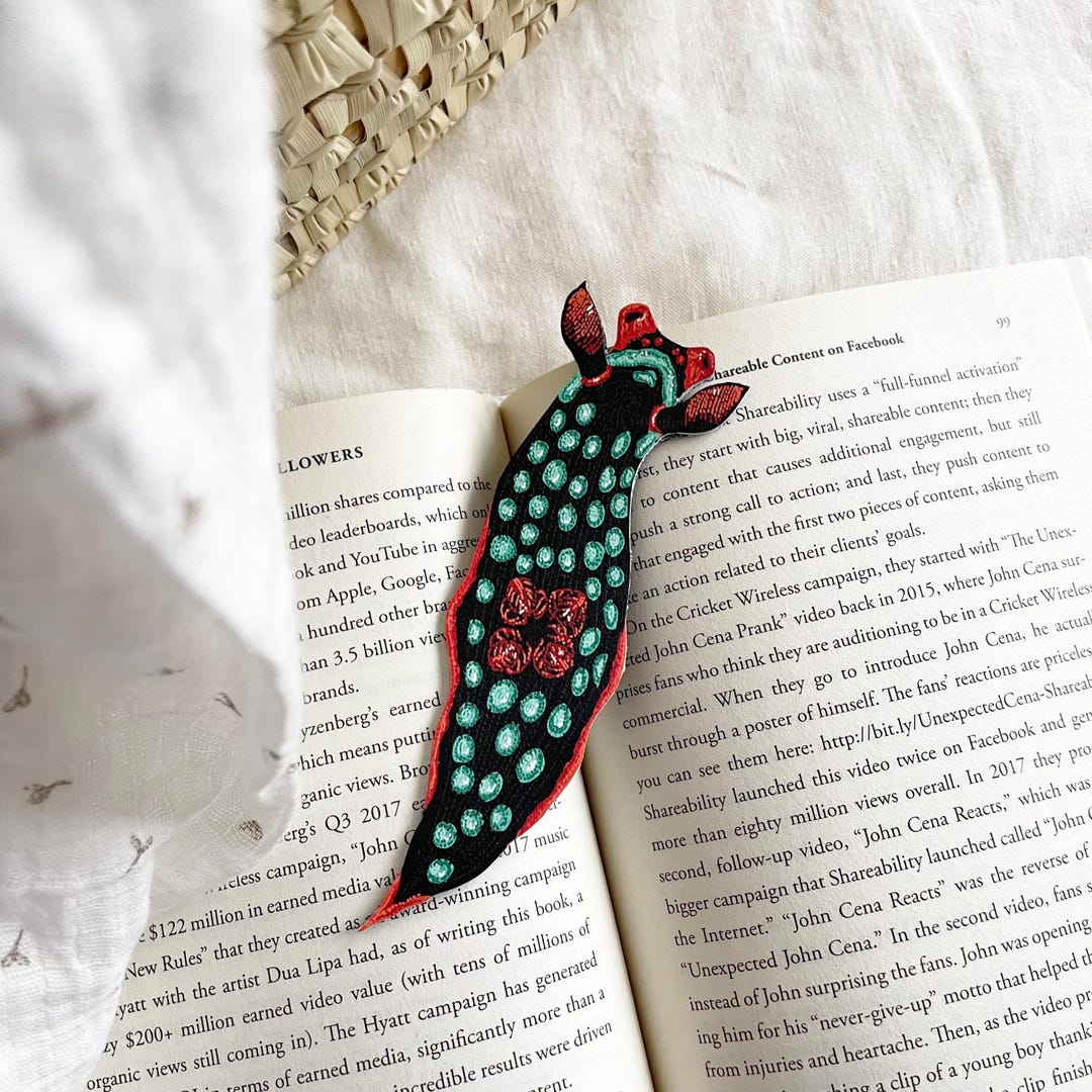 Sea Slug Leather Bookmark Marine Life Stationery, Bookworm Gift, Pretty ...