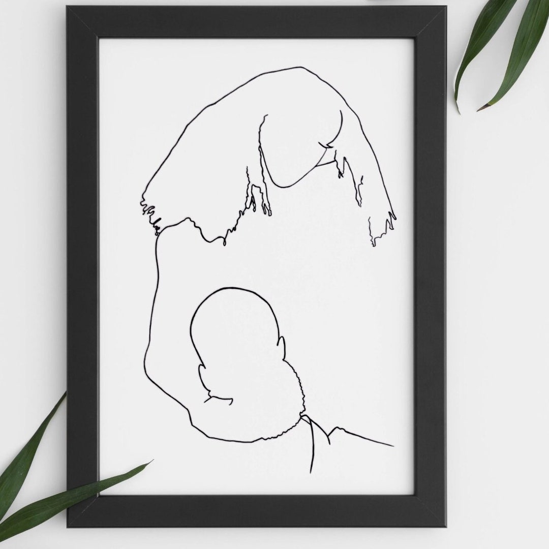 Minimal Modern Figurative Line Art Giclee Art Print Black and White ...