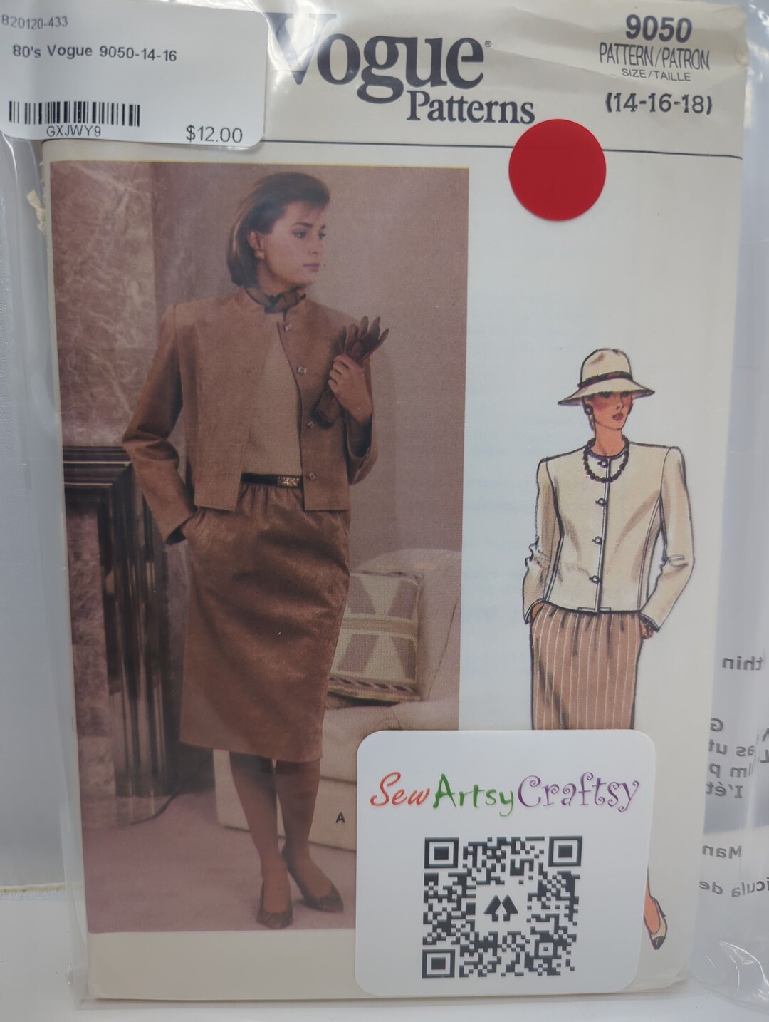 9050 Vogue 80's Jacket Skirt Pattern Size 14-18 - Etsy