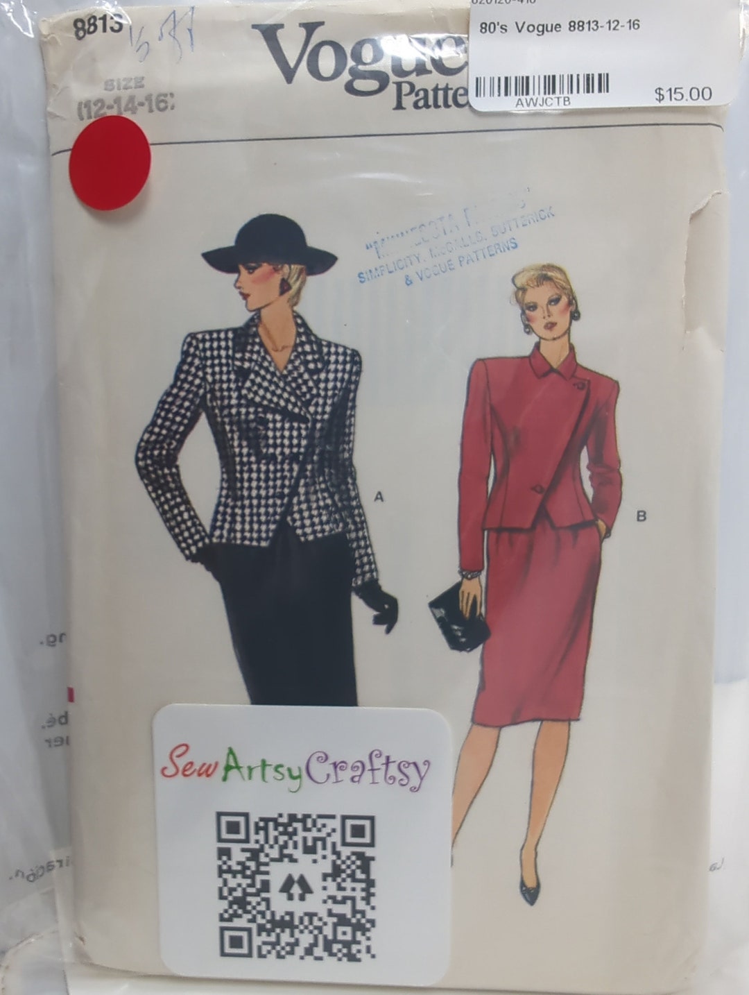 8813 Vogue 80's Skirt Suit Pattern Size 12-16 - Etsy