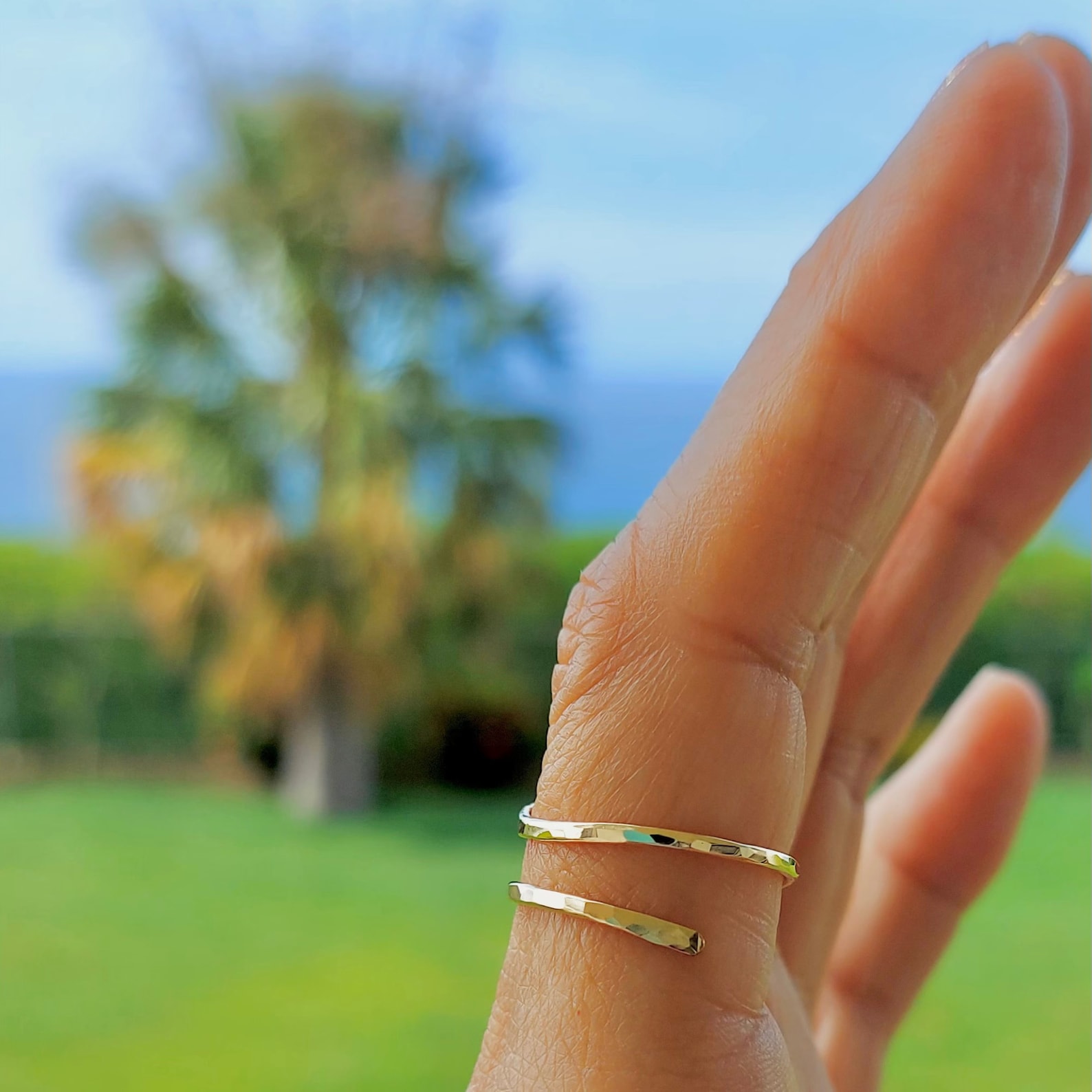 Minimalist Hammered Gold Filled Ring: Adjustable Thumb or Index Finger ...