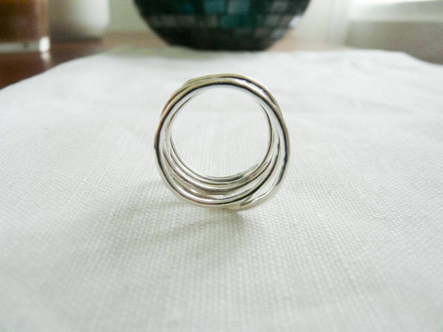Sterling Silver Ring Hammered Ring Entangled Ring Thick Wire - Etsy