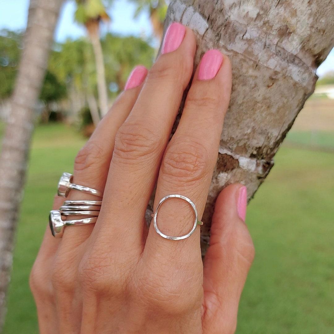 Dainty Circle Ring, Hammered Circle, Silver Ring, Sterling Ring ...