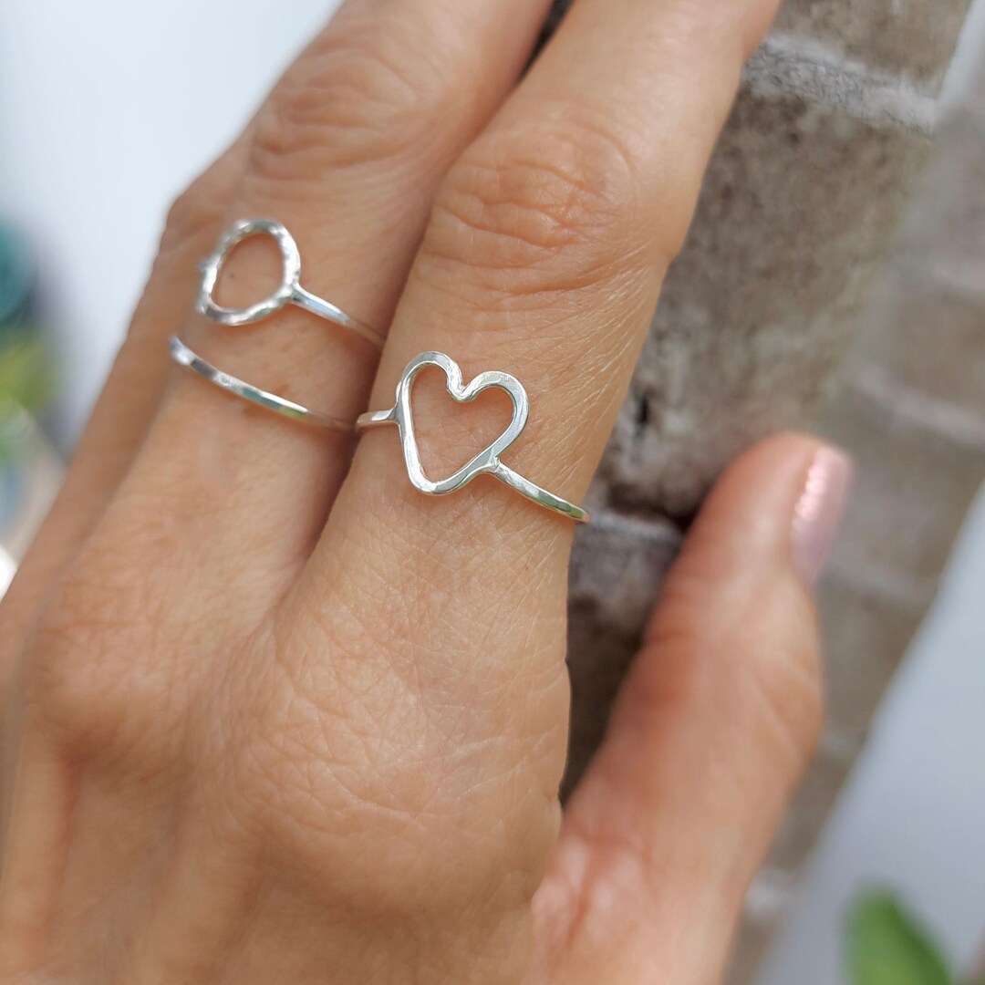 Small Heart Ring, Sterling Silver Ring for Women, Handmade Gift for Her ...