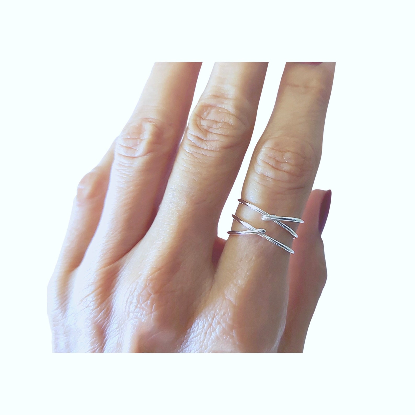 Sterling Silver Criss Cross Index Finger Ring for Women - Etsy