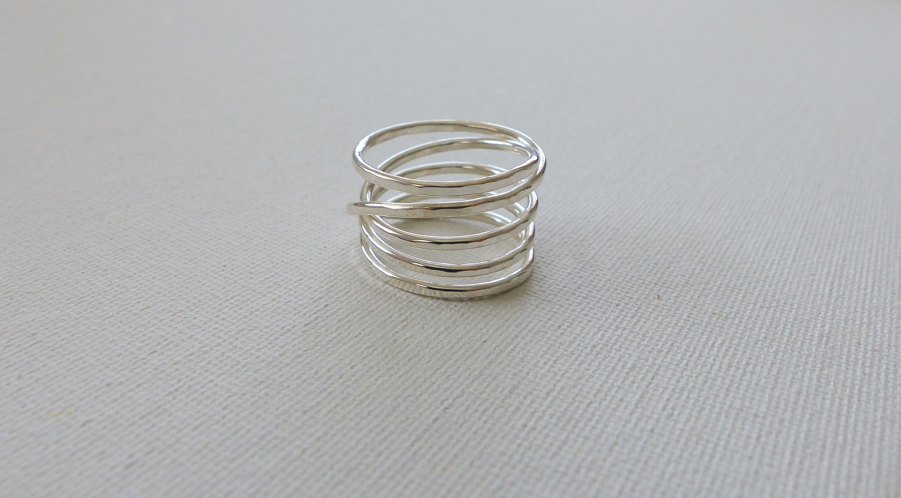 Sterling Silver Ring Hammered Ring Entangled Ring Thick Wire - Etsy