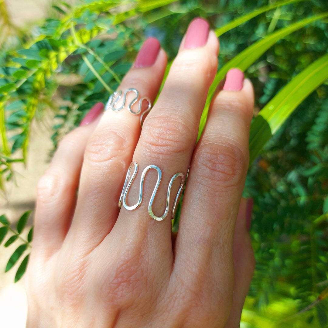 Sterling Silver Squiggle Ring, Small or Large Size Ring for Women ...