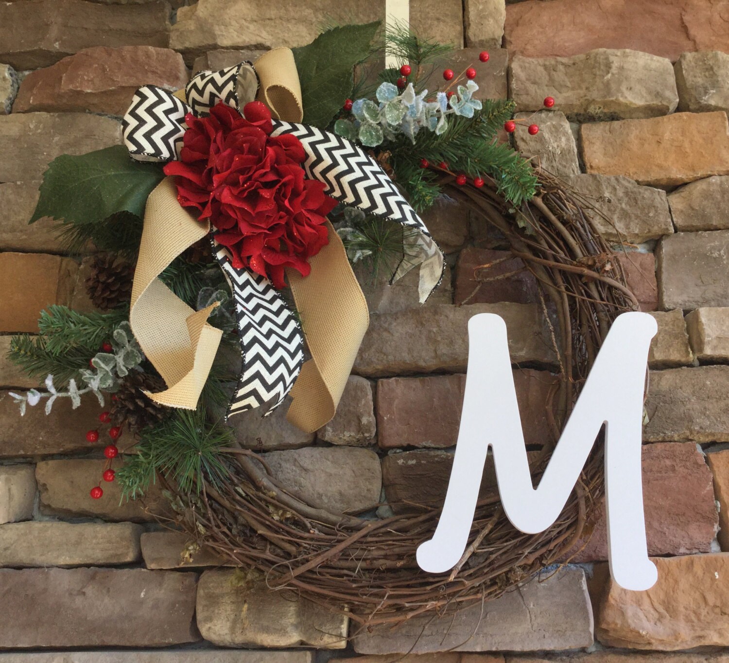 Rustic Christmas wreath. Holiday wreath. From door Christmas | Etsy