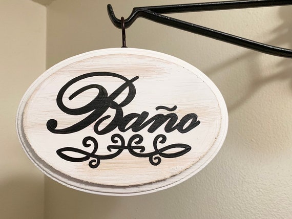 Adorable Bathroom Bano Sign / Baño Hanging Sign 5x7 Hand - Etsy
