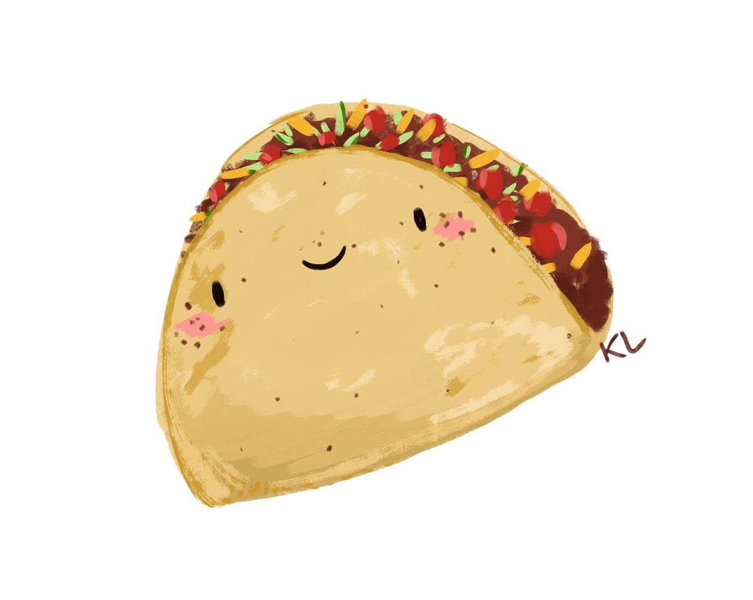 Happy Taco Art Print - Etsy