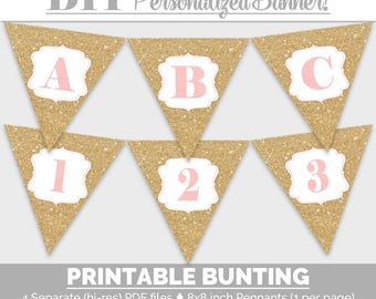 Chalkboard Wedding Pennants Gold Glitter Alphabet Letters