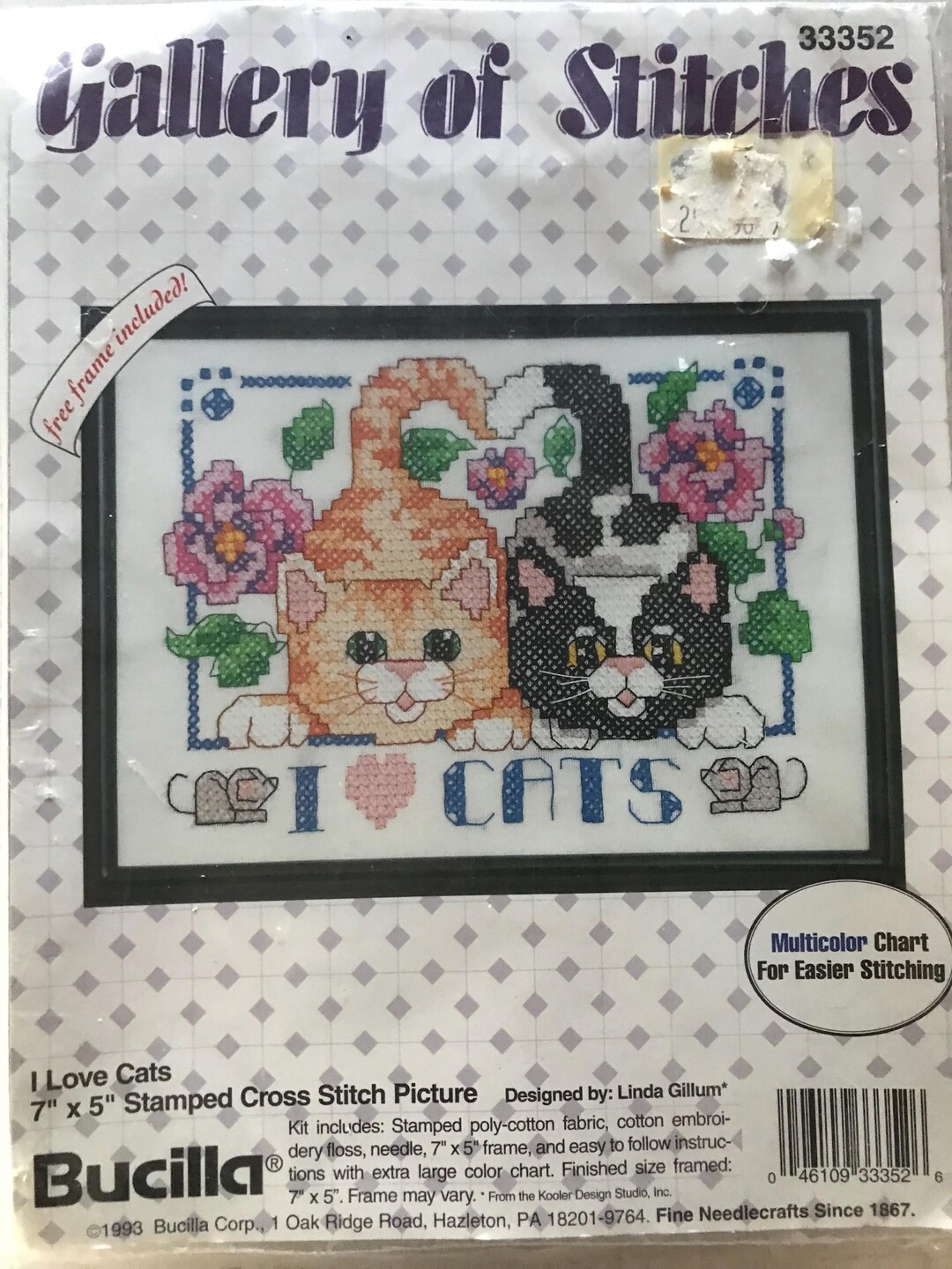 Cats Cross Stitch Kit With Frame I Love Cats Gallery of Stitches ...
