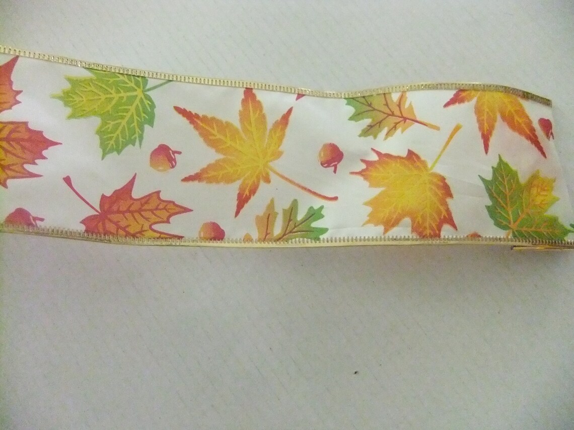 FALL LEAVES Ribbon/autumn Ribbon/wire Edge Ribbon/2.5" X 9' Ribbon/fall ...