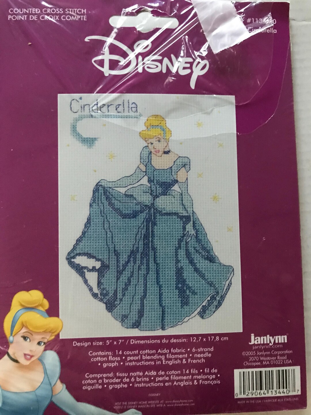 Disney Cinderella Cross Stitch Kit 5" X 7" Cross Stitch Kit Janlynn ...