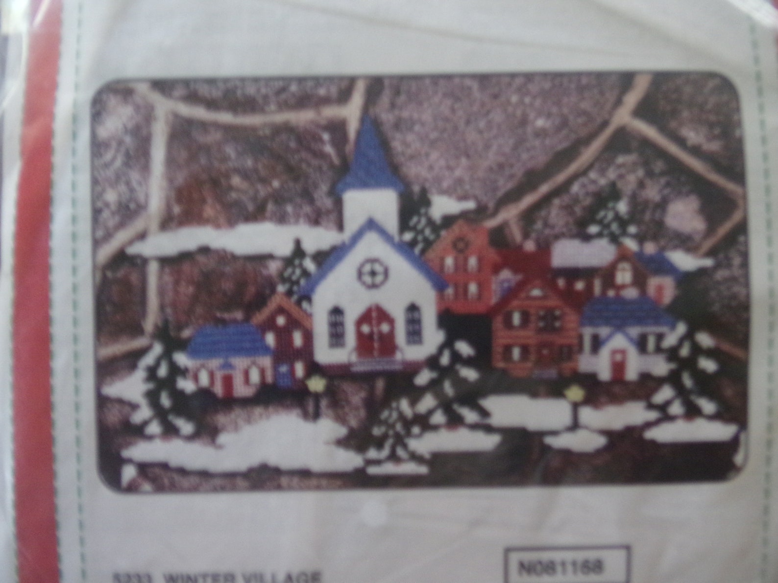 Winter Village Plastic Canvas Kit Temptations J & L Craft Designs 5233 ...