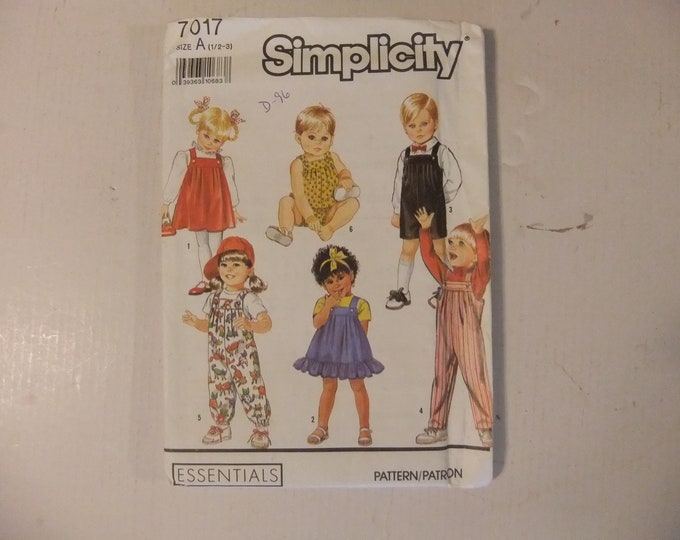 Simplicity Pattern Pattern 7017 Toddlers Overalls, Sundress, Jumper and ...