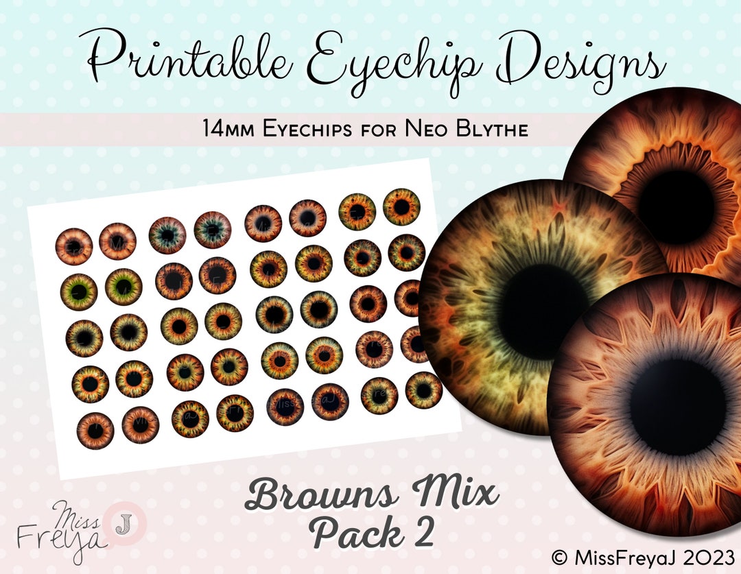 Printable Eyechip Designs - 14mm Realistic Eyes for Neo Blythe Doll ...