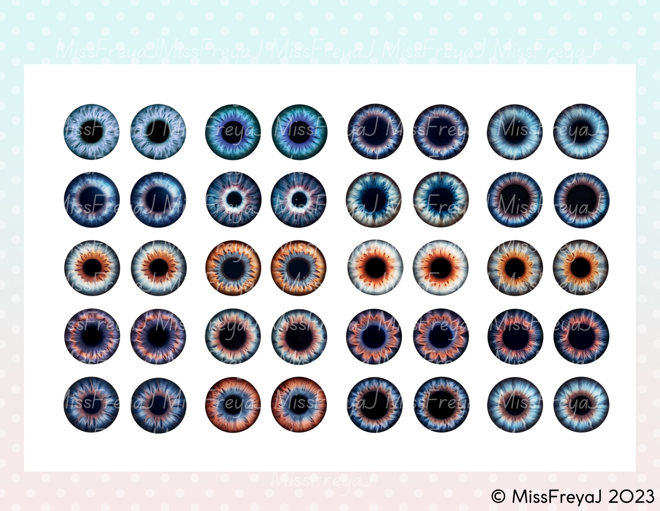 Printable Eyechip Designs - 14mm Realistic Eyes for Neo Blythe Doll ...
