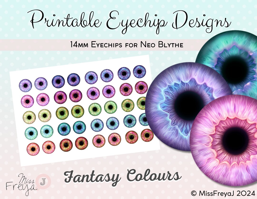Printable Eyechip Designs - 14mm Realistic Eyes for Neo Blythe Doll ...