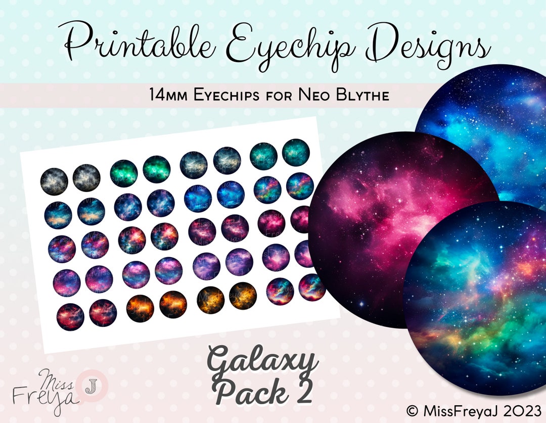 Diseños de chips oculares imprimibles Ojos de fantasía de 14 mm para muñeca Neo Blythe Galaxy ...