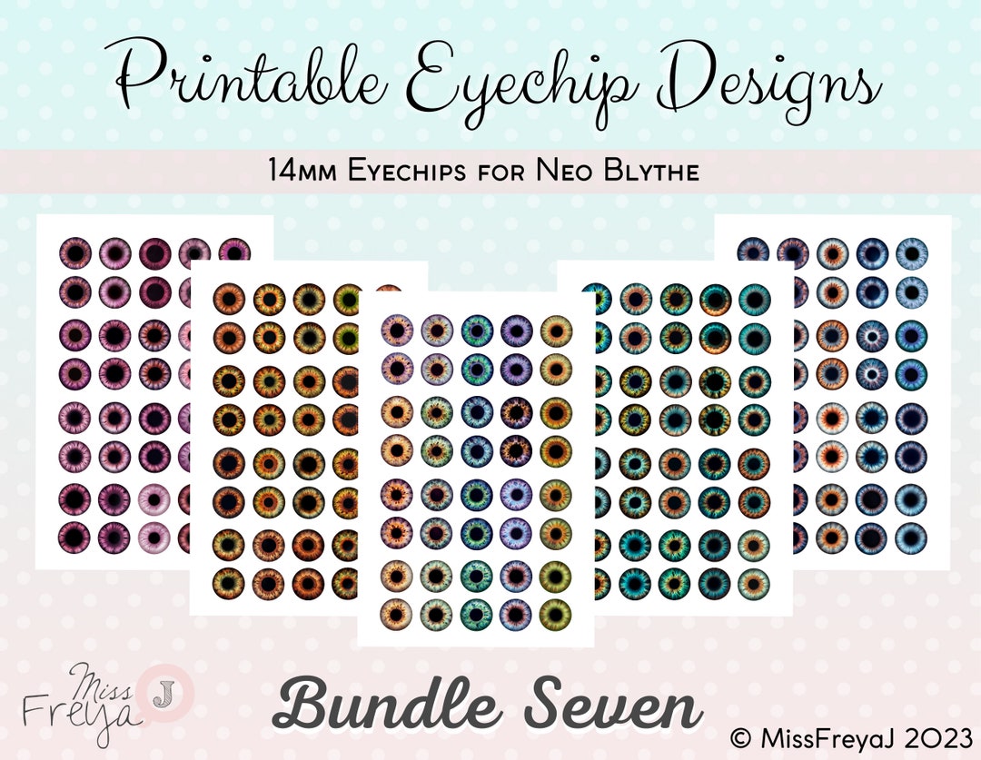 Printable Eyechip Designs - 14mm Realistic Eyes for Neo Blythe Doll ...