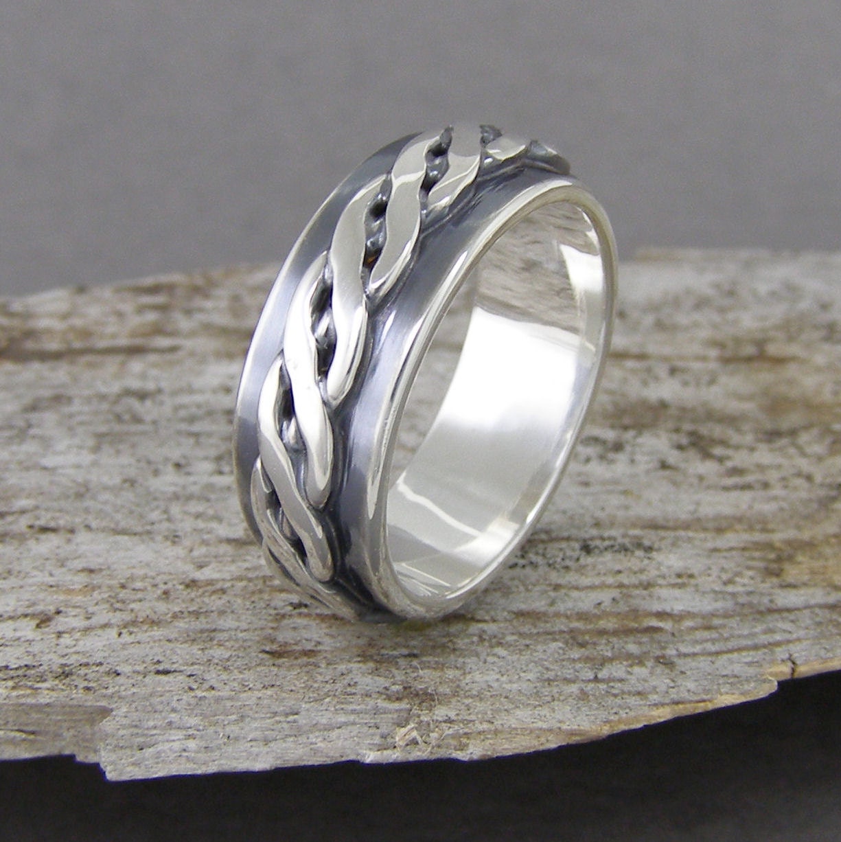 Men's Rustic Braided Sterling Silver Ring Men's - Etsy