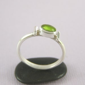 Simple Modern Peridot Ring, Sterling Silver Bezel Set With Green ...