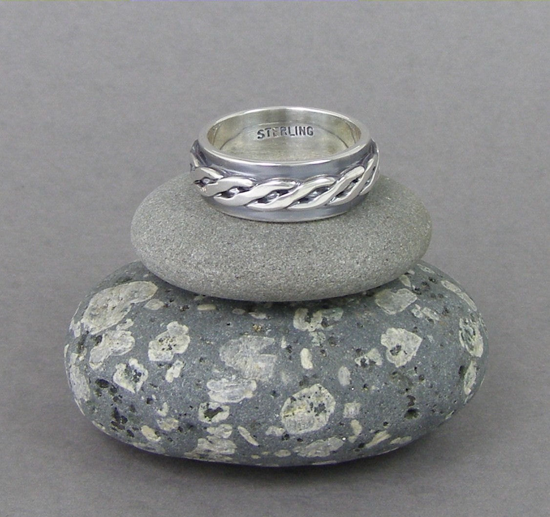 Men's Rustic Braided Sterling Silver Ring Men's - Etsy