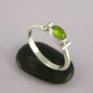 Simple Modern Peridot Ring, Sterling Silver Bezel Set With Green ...