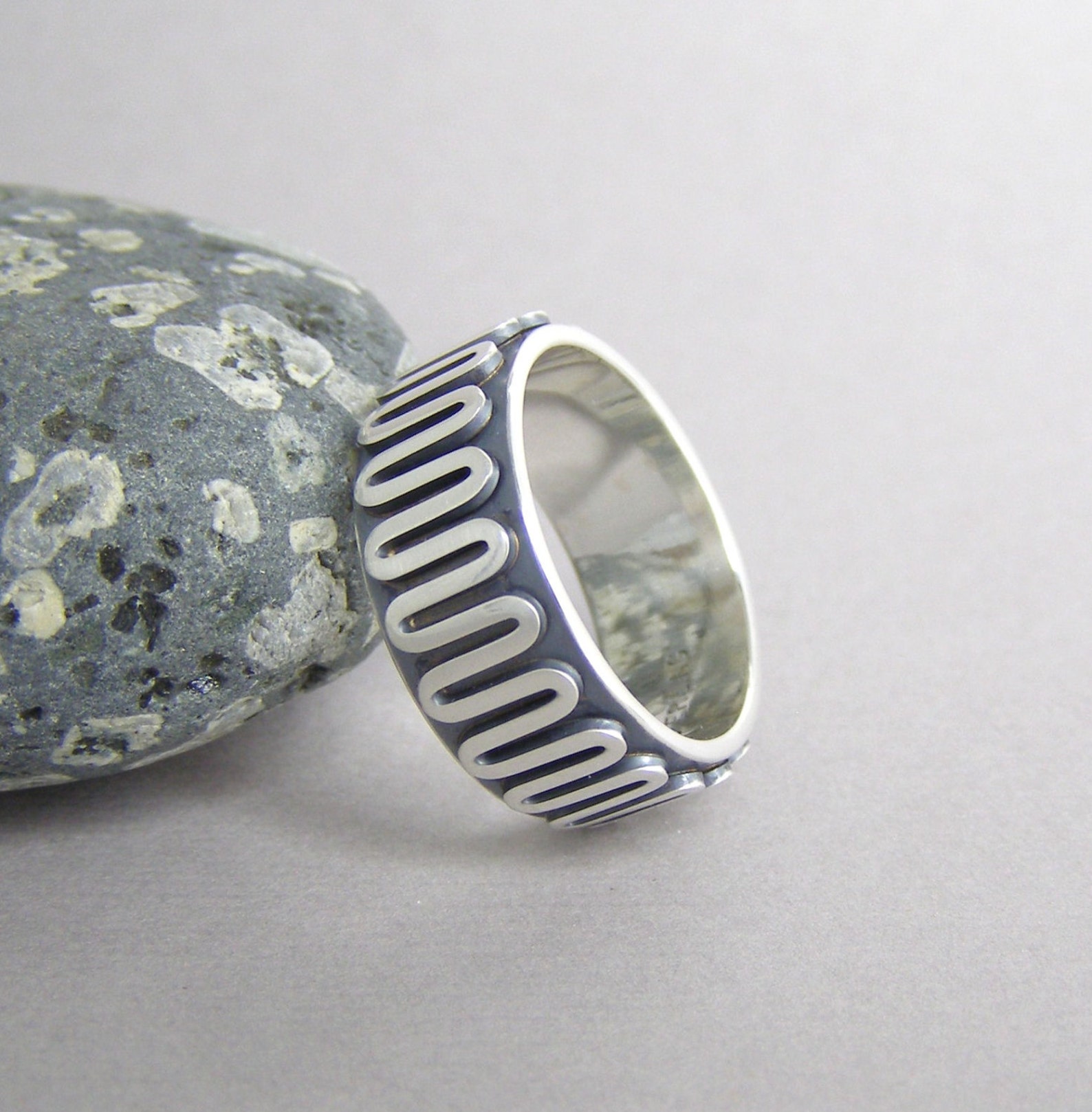 Men's Modern Chunky Silver Ring ~ Hand Wrought - Etsy