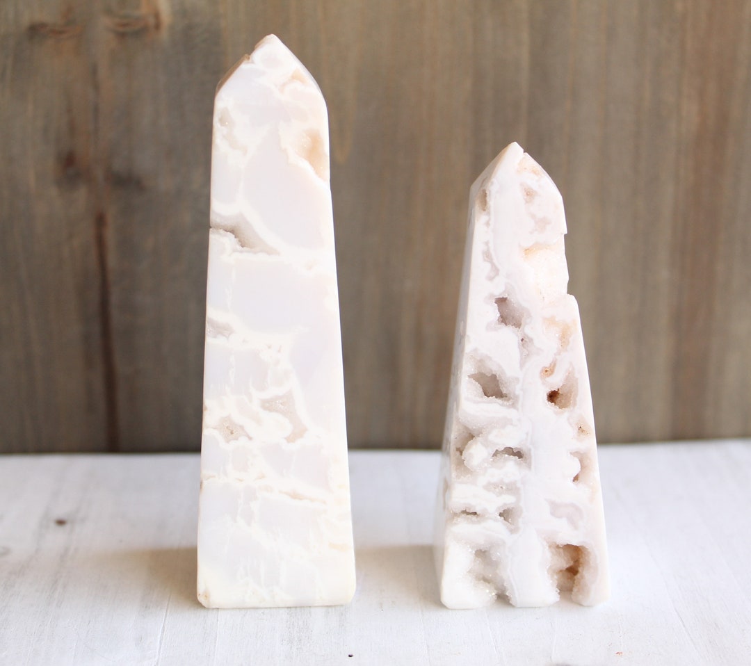 White Plume Agate Tower - Etsy
