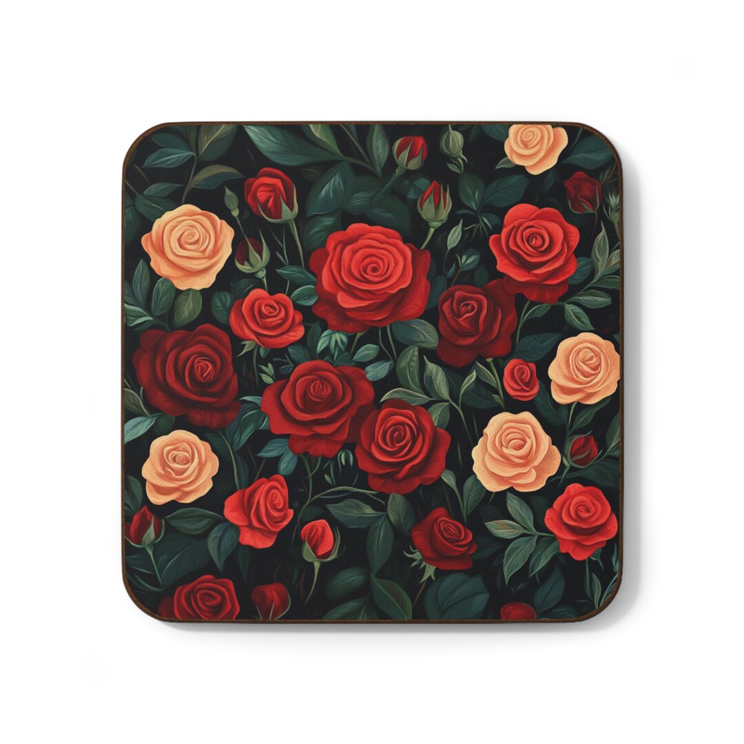 Roses Hardboard Back Coaster, Rose Coaster - Etsy