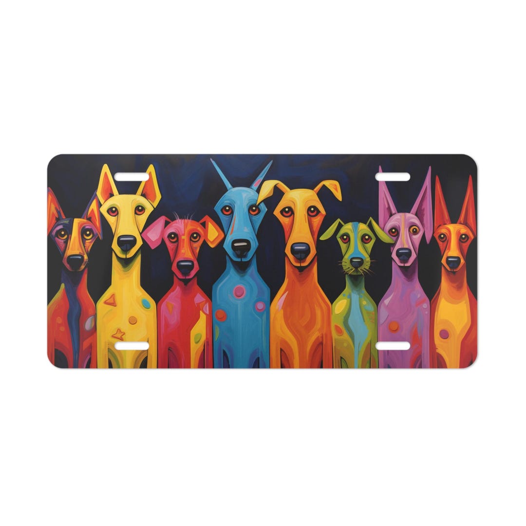 Colorful Dog License Plate, Vanity Plate, Front of Car, Car Decoration ...
