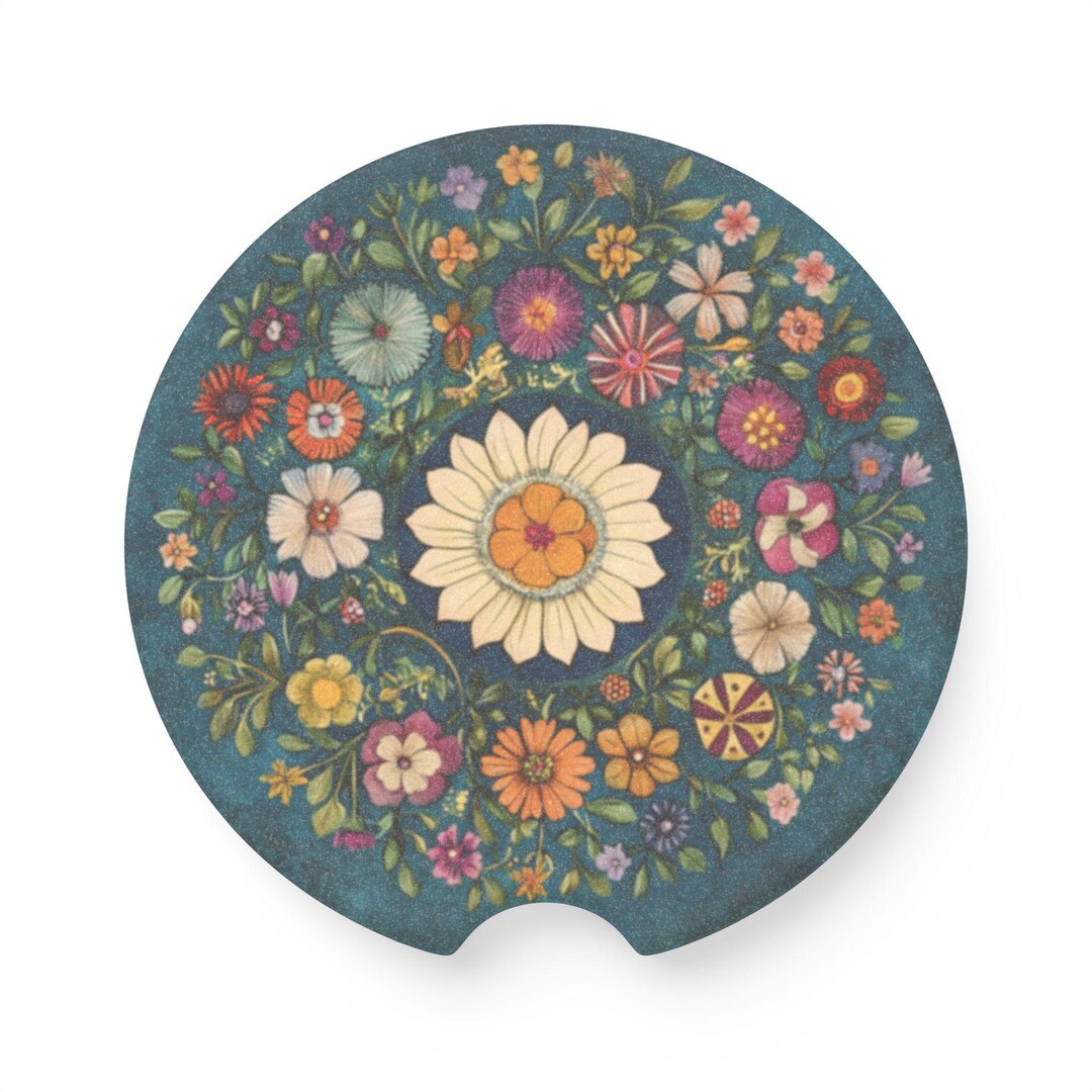 Flower Soapstone Car Coaster Flowers Coaster Colorful Coaster Car Decor ...