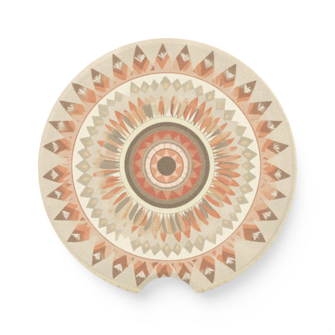 Boho Mandela Soapstone Car Coaster Beige Coaster Peach Coaster Boho ...