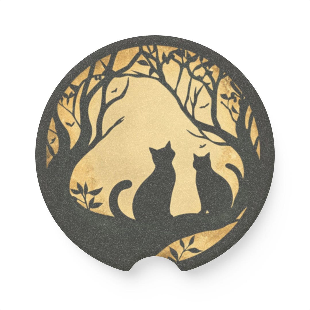 Cat in a Tree Soapstone Car Coaster, Cats Coaster, Cat Coaster - Etsy