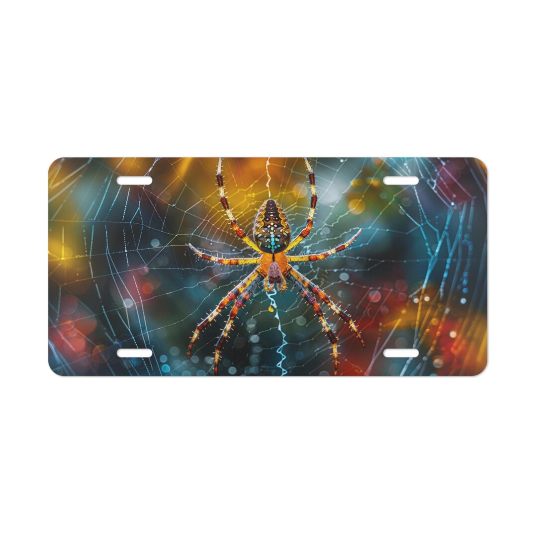 Colorful Spider Vanity Plate Front of Car Car Decoration Car Accessory ...