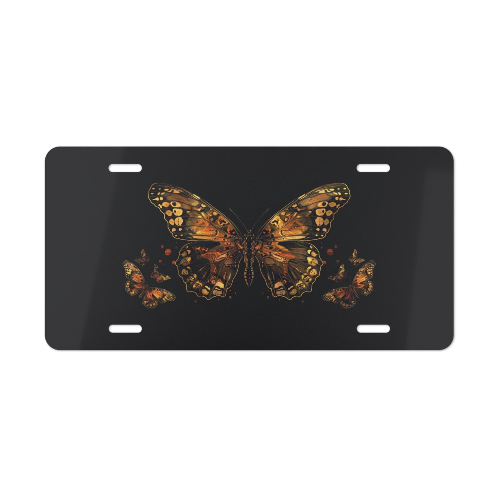 ON SALE, Orange Butterflies Vanity Plate, Front of Car, Car Decoration ...