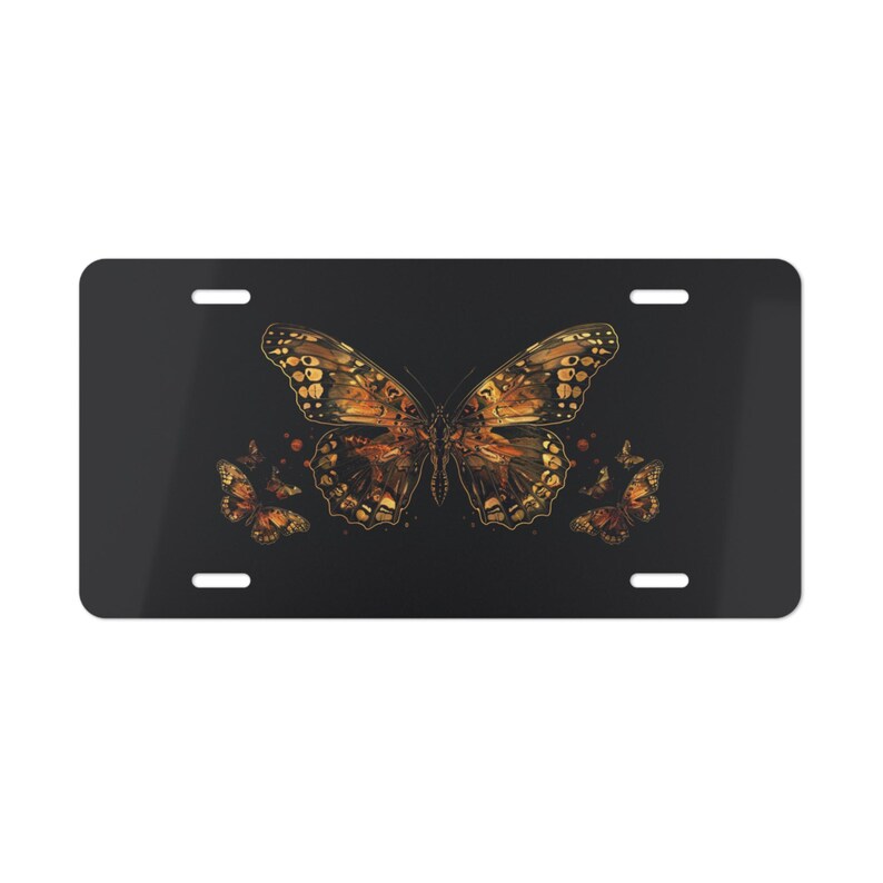 ON SALE, Orange Butterflies Vanity Plate, Front of Car, Car Decoration ...