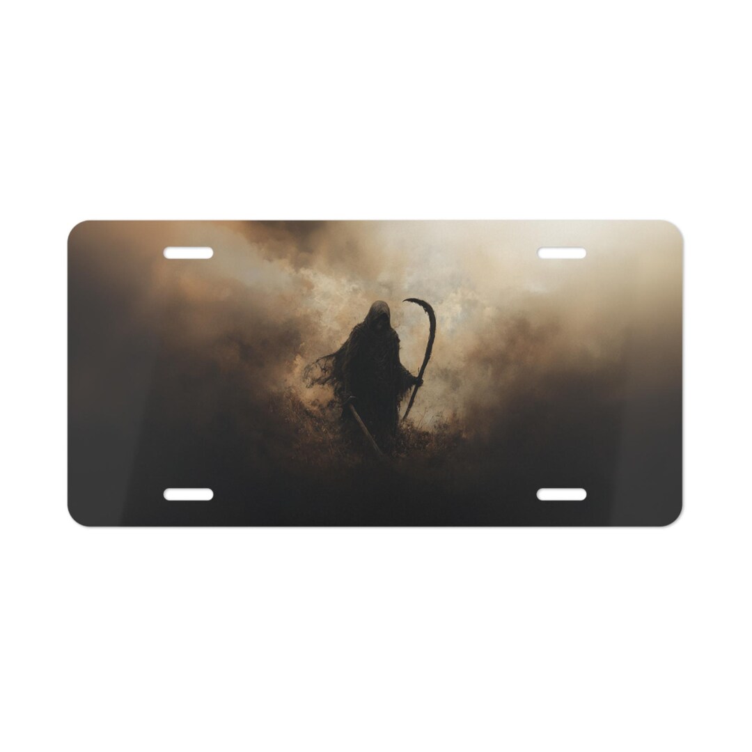 ON SALE Grim Reaper Vanity Plate Gothic Art Front of Car Car Decoration ...