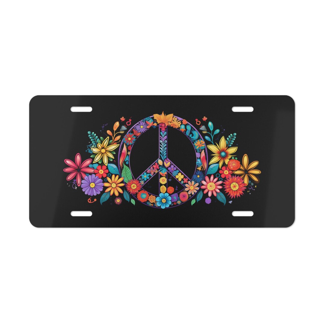 Peace Sign With Flowers License Plate Vanity Plate Front of Car Car ...
